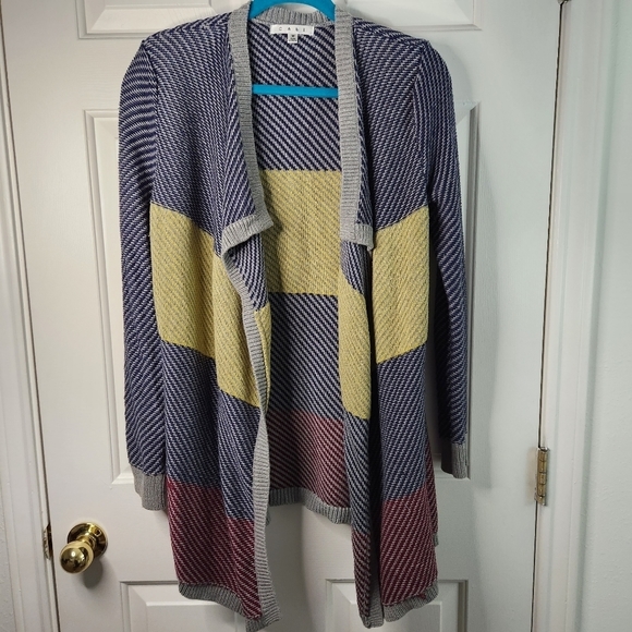 CAbi | Sweaters | Cabi Multi Colored Striped Drape Front Cardigan M ...